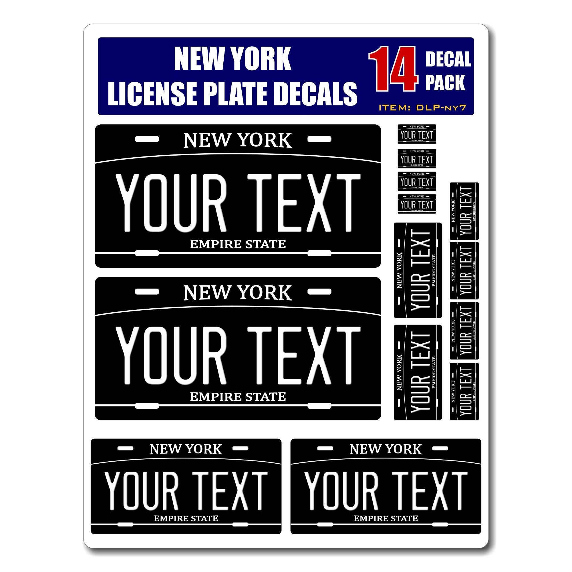 Personalized New York License Plate Decals - Stickers Version 7 ( Shee ...