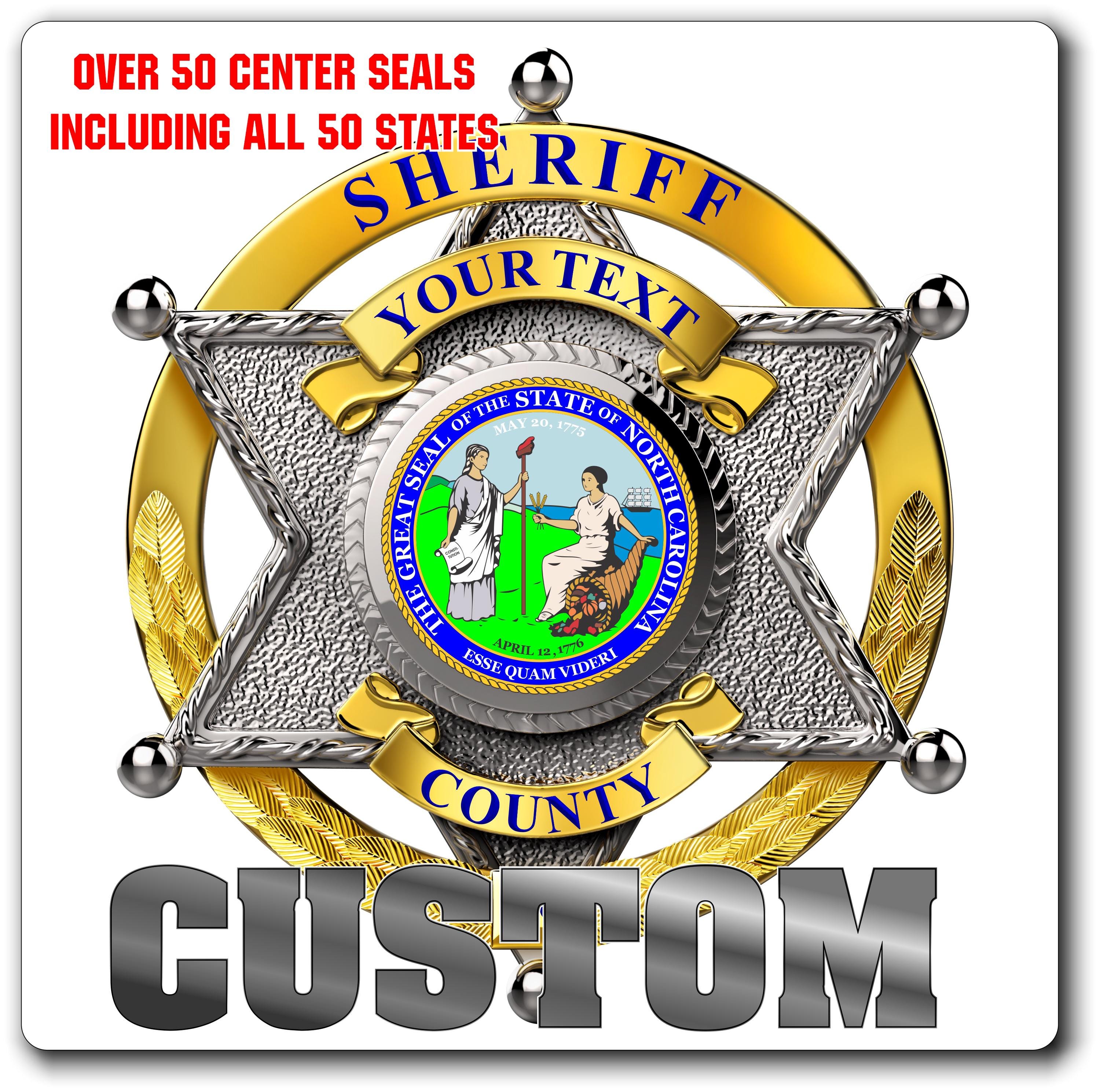 Custom Sheriff / Law Enforcement Badge Decal / Sticker (SheriffDecal3 ...