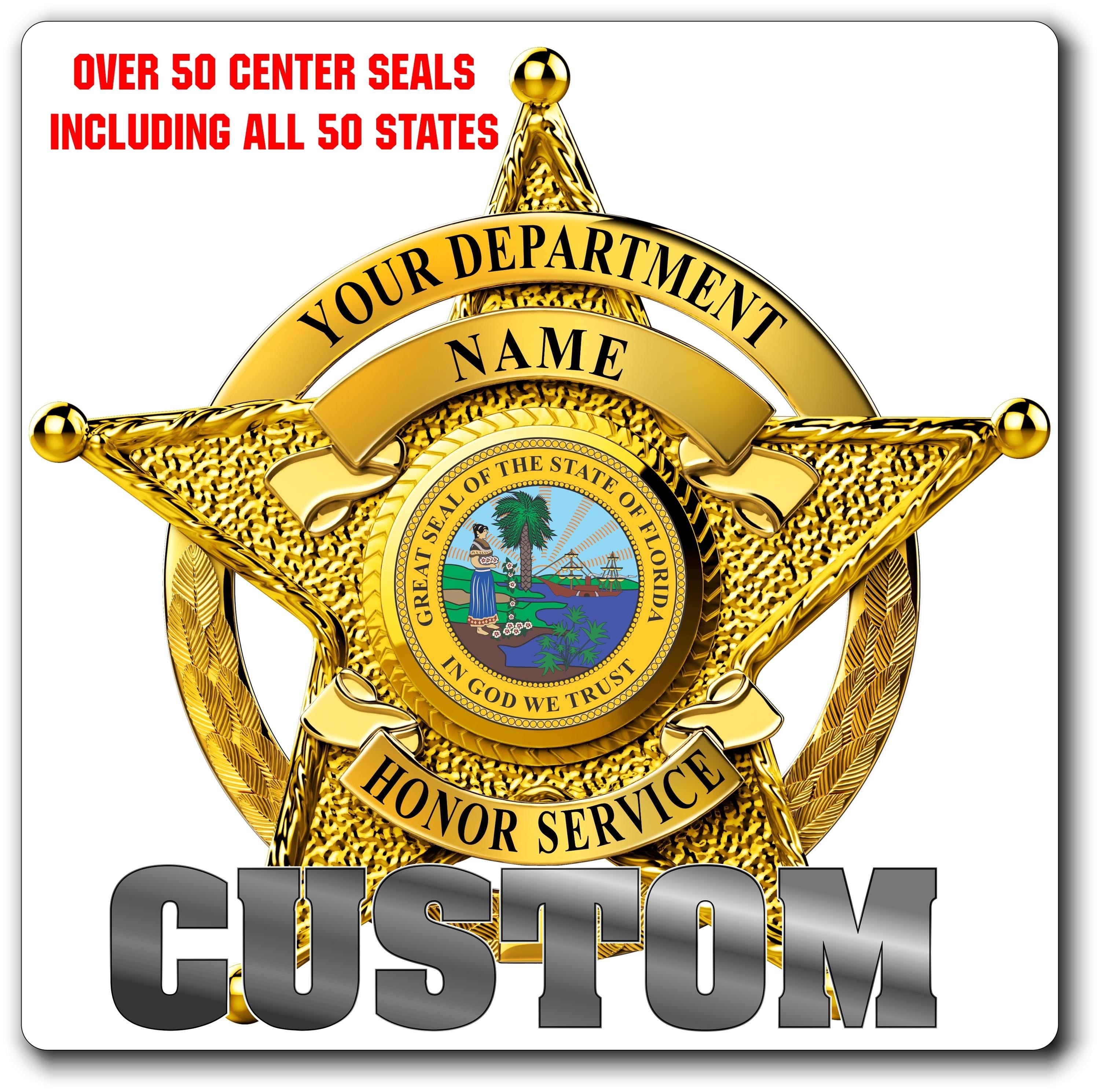 Custom Sheriff / Law Enforcement Badge Decal / Sticker (SheriffDecal7 ...
